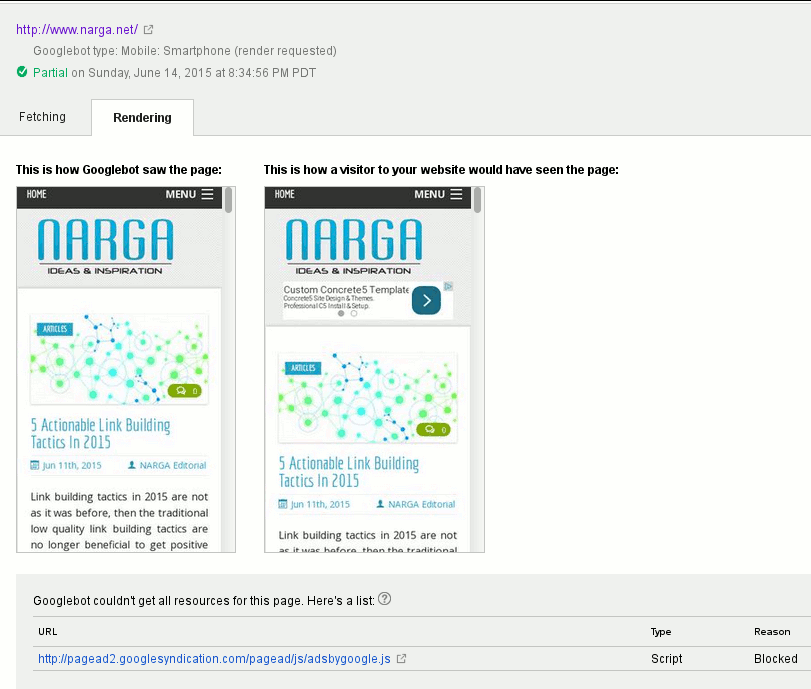 HOW TO Unblocked resources with Google Webmaster Tools